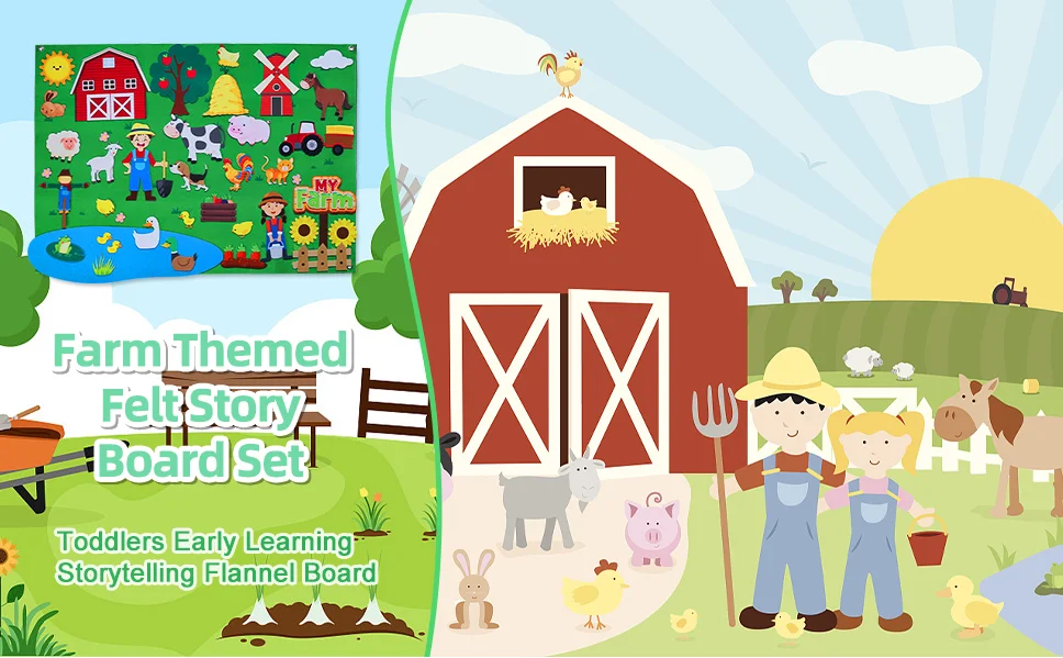40pcs Farm Animals Felt Story Board Set for Toddlers