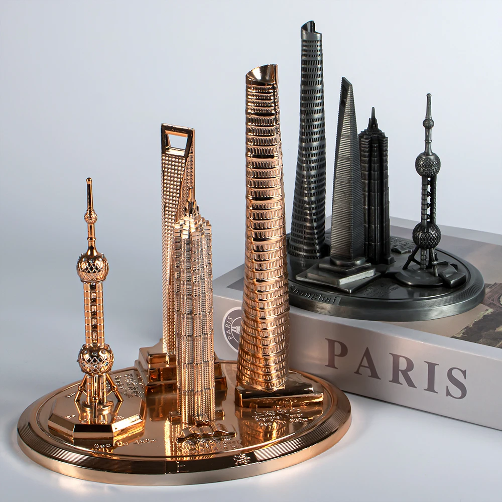 Custom Luxury 3D Antique Brass Metal Twin Towers Oman Model