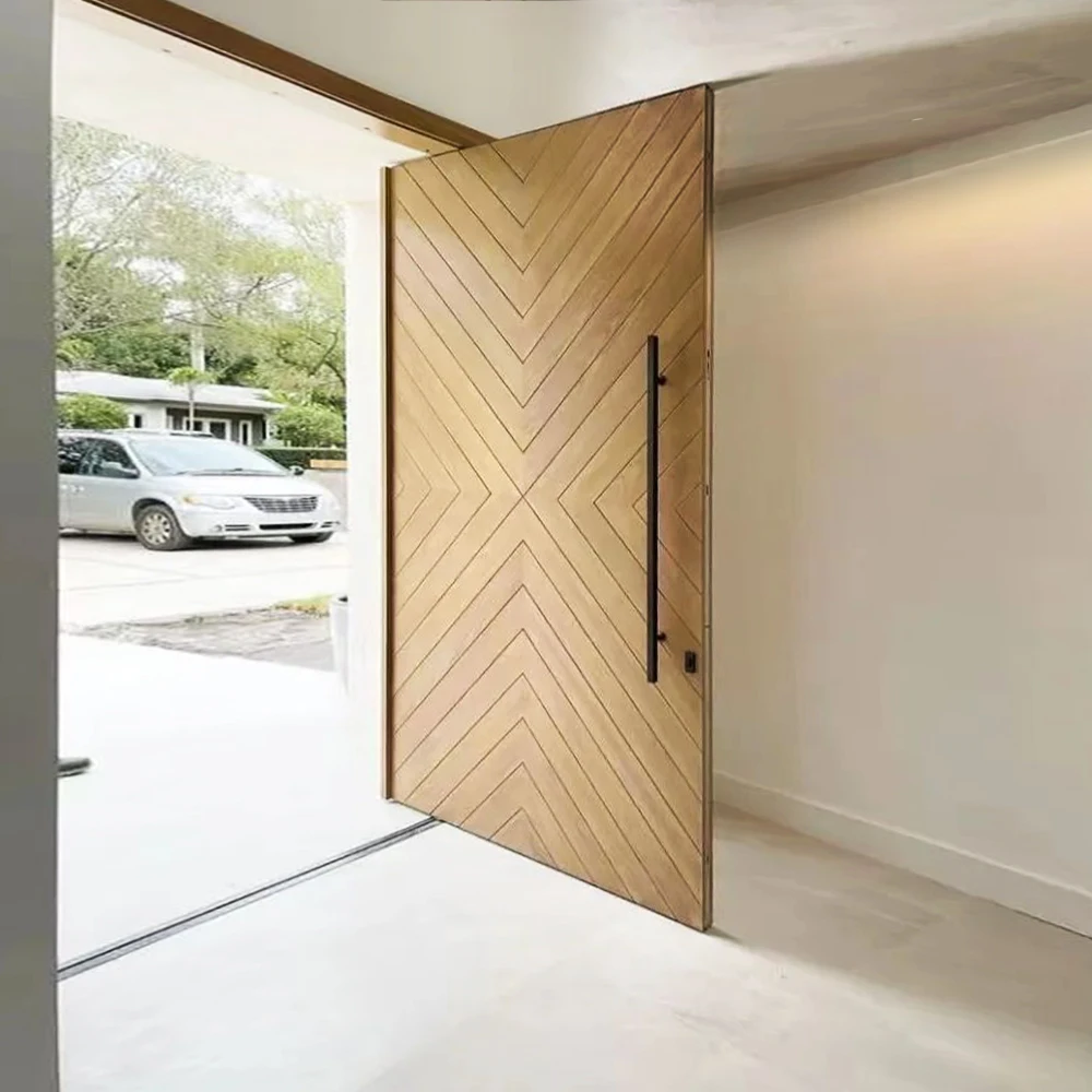 North American Red Oak Modern House Entrance Door Steel Main Pivot ...