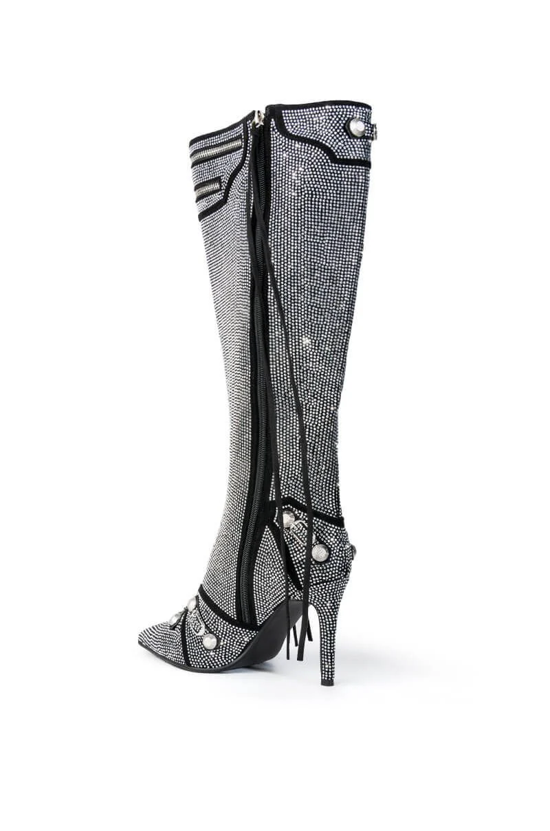 Womens Knee High Diamonds Long Boots Crystal Fashion High Heel Boots ...