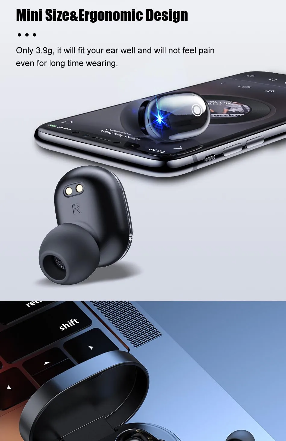 E6S TWS Earbuds - Wireless Noise Cancelling Bluetooth Headphones