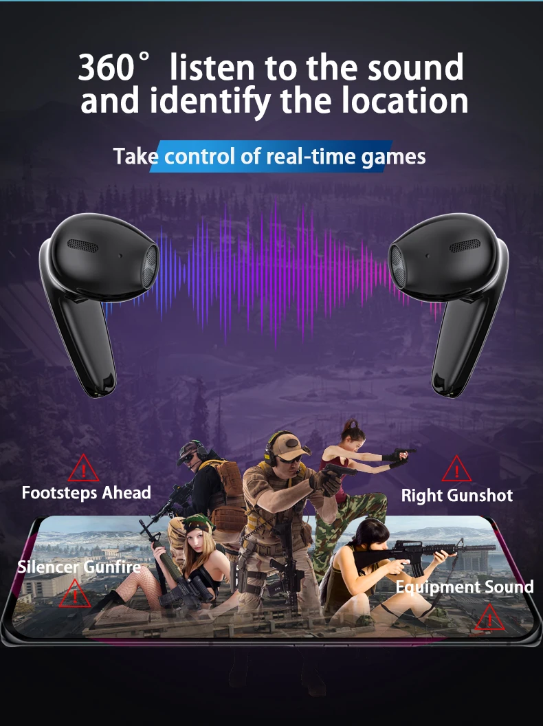 Custom Tws True Wireless Stereo Headphones Earphones Hifi Headset Bass ...