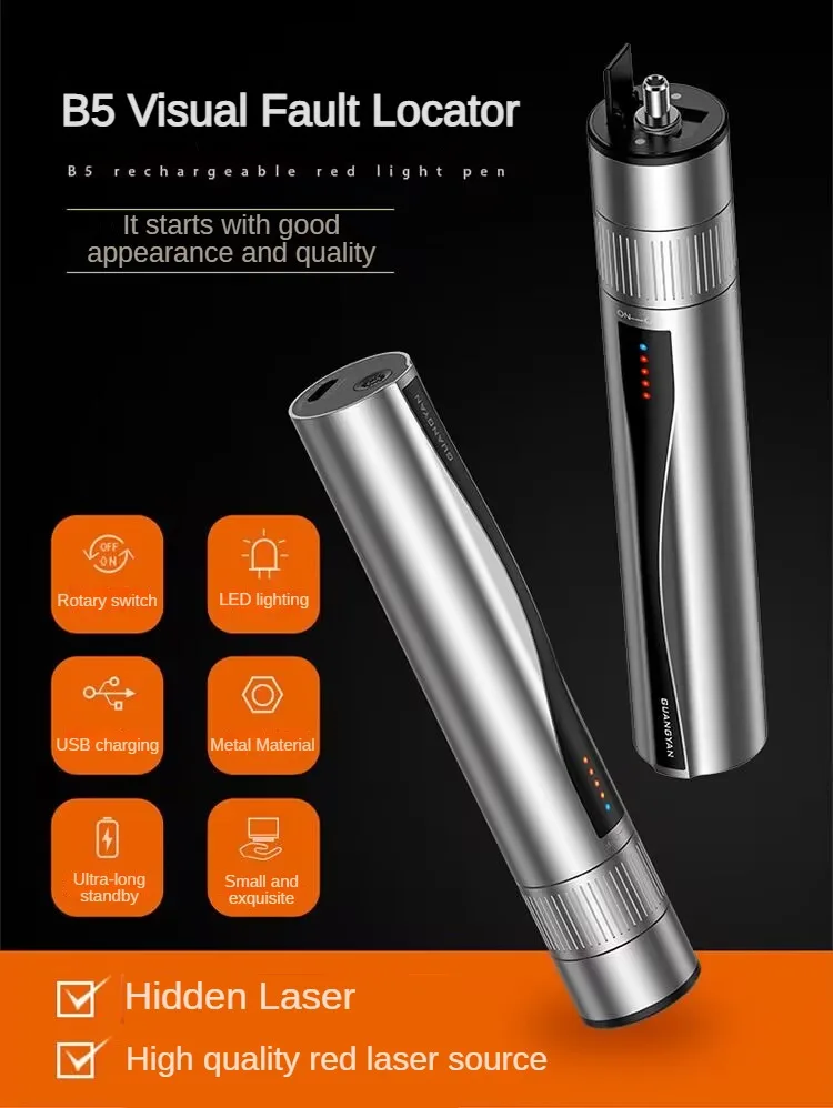 Aluminium Alloy Optical Fiber Tester Pen 50mw Rechargeable