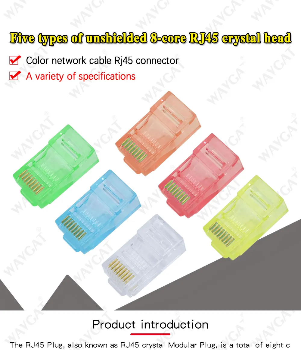 Rj45 Connector Cat6 6P6C UTP Unshielded Gold Plated Pass Through Rj45 ...