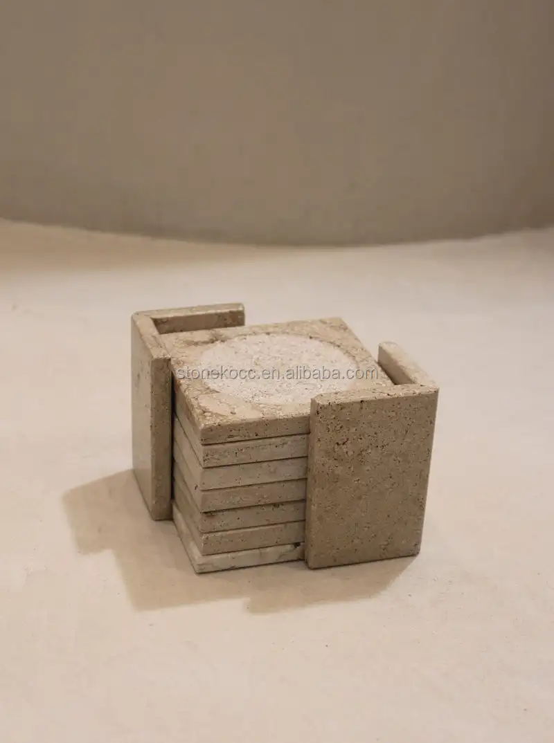 Stonekocc Square Travertine Set Calacatta Viola Coasters Italian ...
