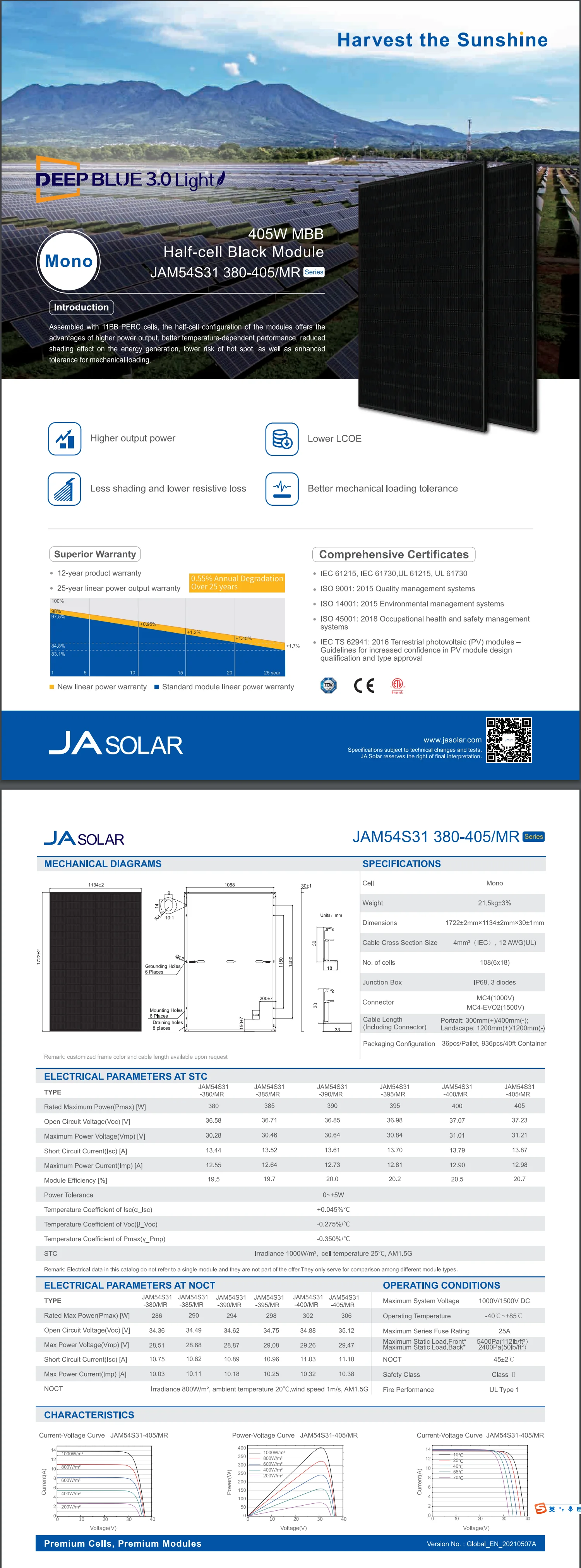 JA Solar Panels - High Efficiency Mono Photovoltaic Modules