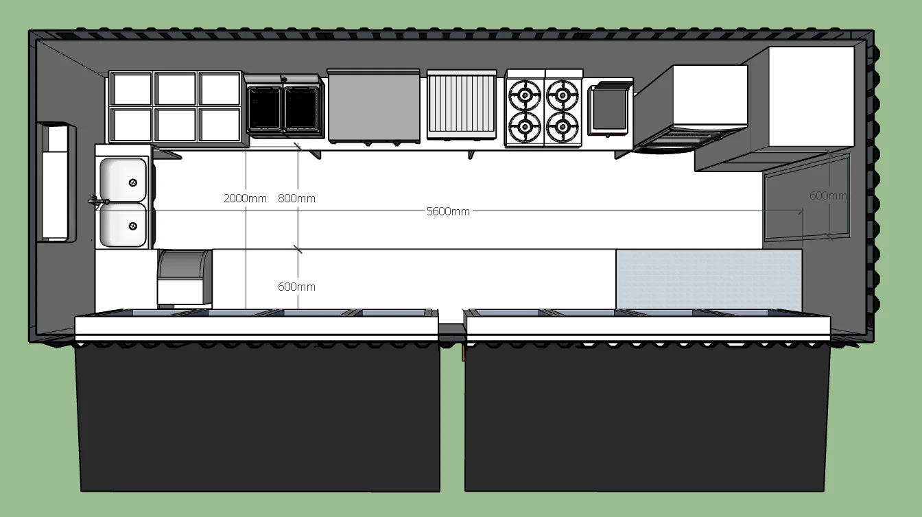 Food Container Bar - Commercial Kitchen in Shipping Containers