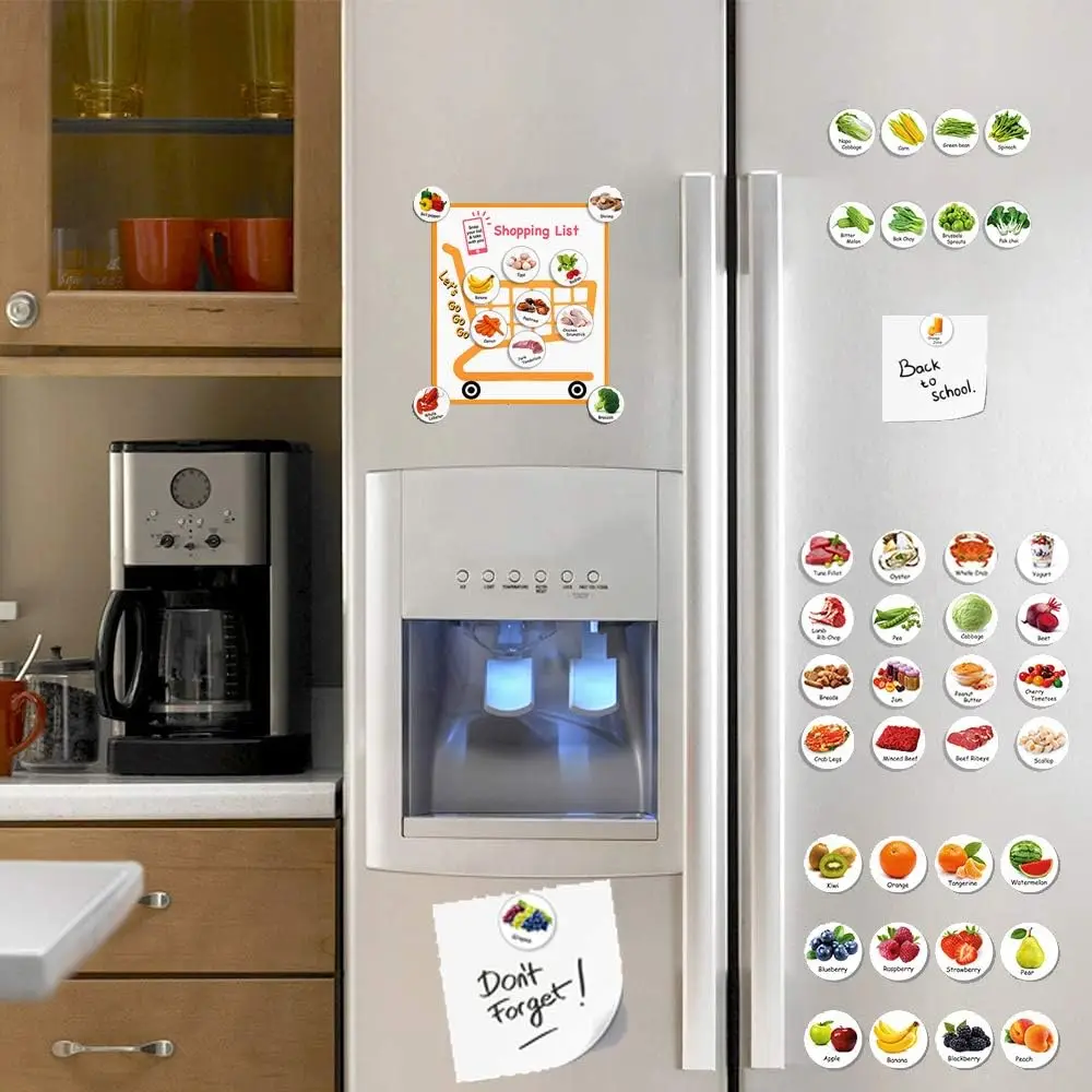 Refrigerator Food Magnets - Kitchen Food List - Vegetable Fruit Salad ...