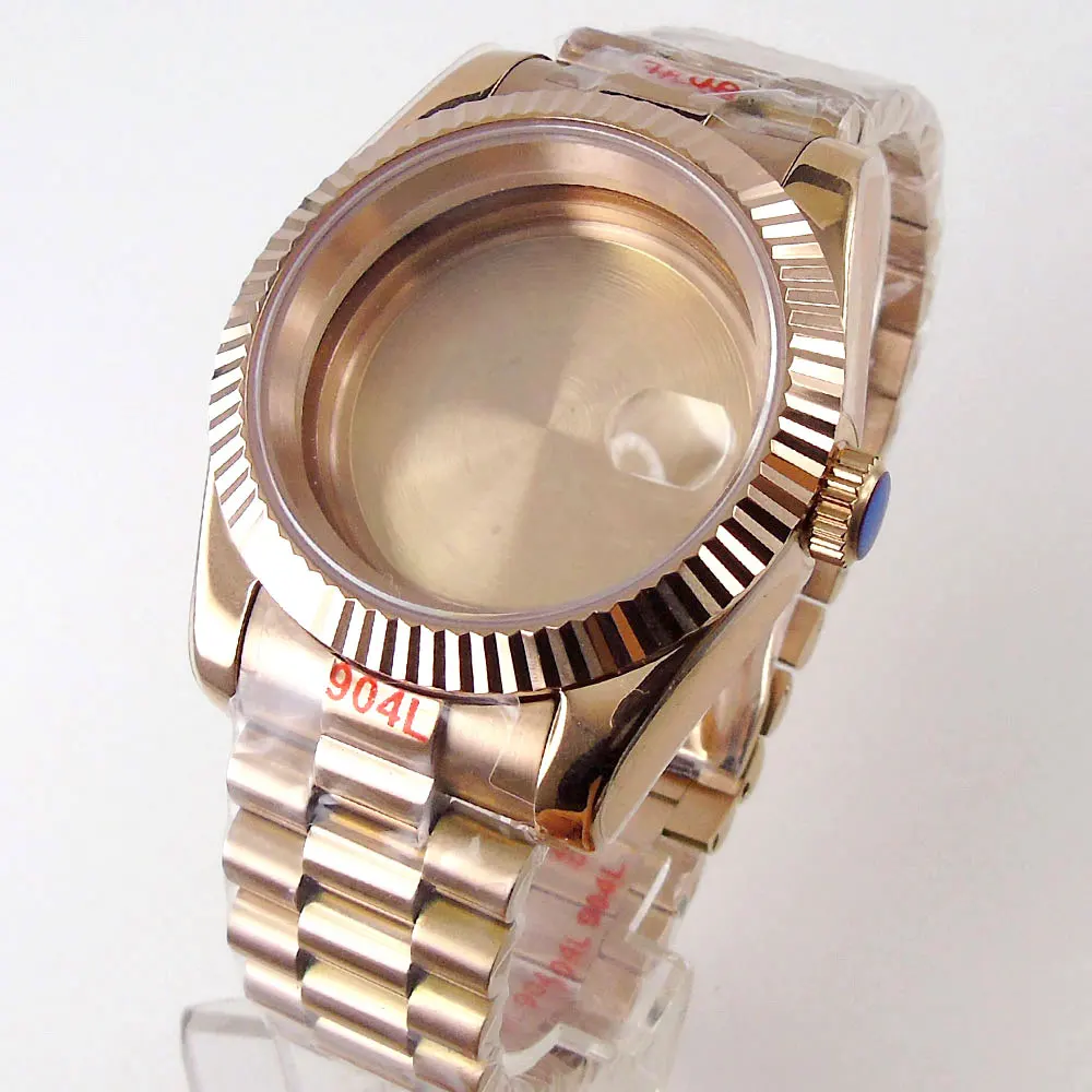 36mm 39mm Waterproof Silver Gold Fluted Curved Watch Case For Nh34 Nh35 ...