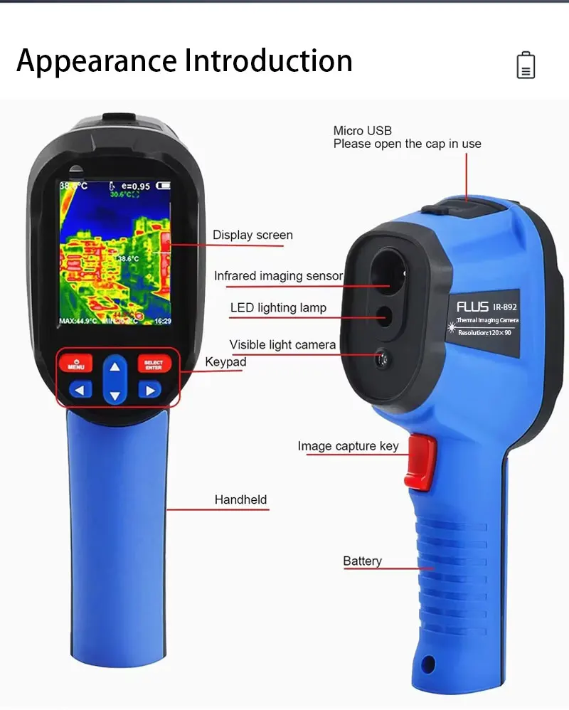Handheld Infrared Thermal Imager Display Digital Ir Infrared Camera ...