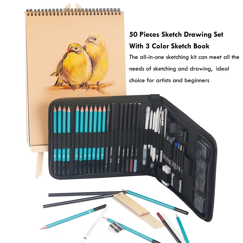 Professional Drawing Kit - 50pcs & 144pcs Sketching Pencils
