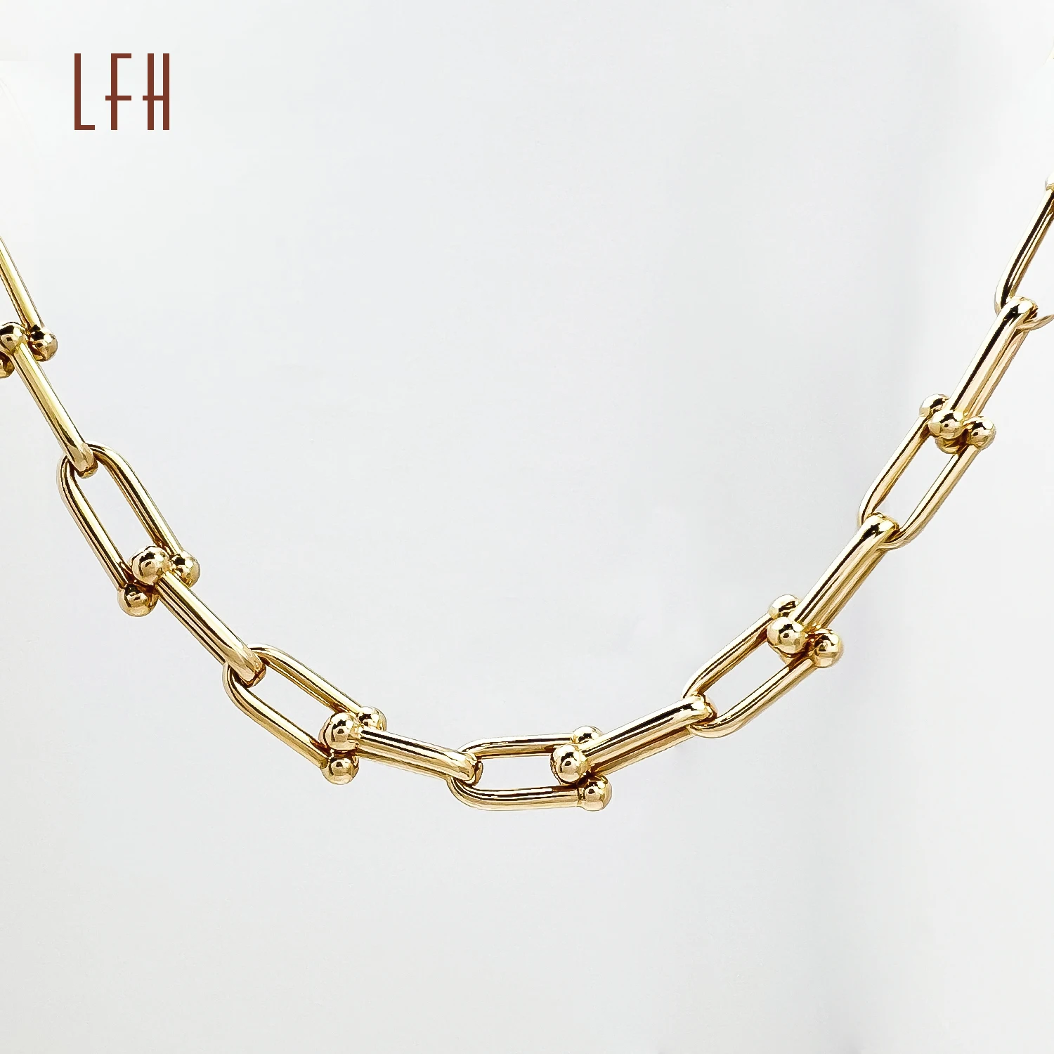 Au750 18k Pure Gold U-shape Chain Necklace Paperclip Chain Real Gold ...