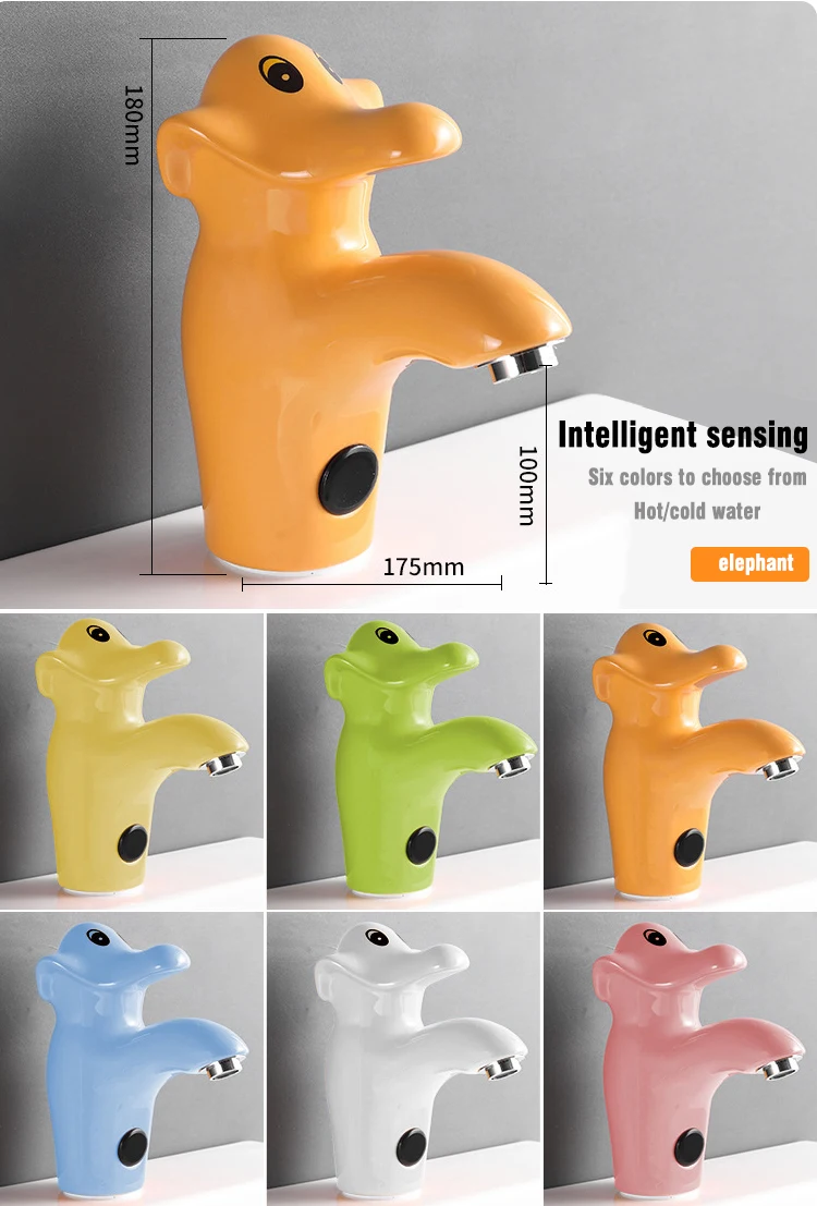 Children Ceramic Cute Cartoon Infrared Sensing Intelligent Faucet For ...