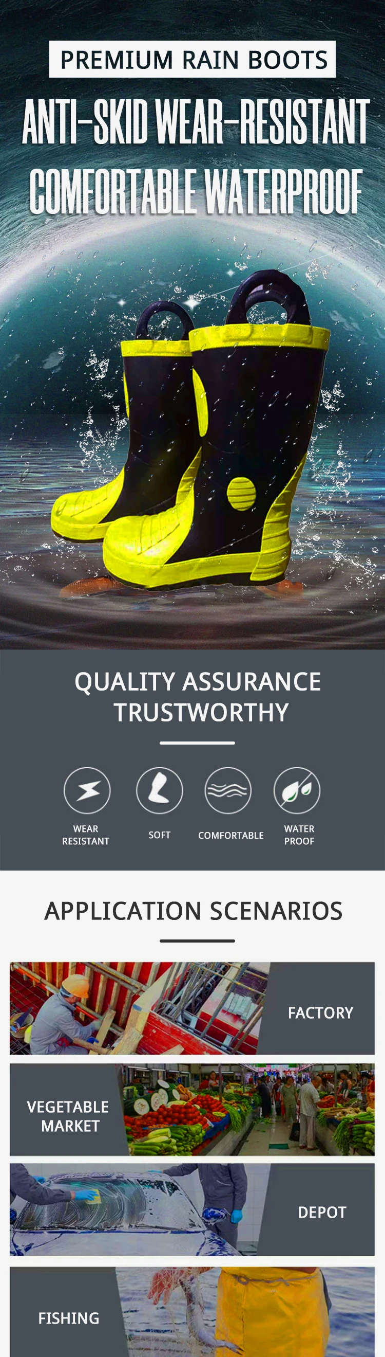 Pvc One-piece Firefighting Fireman Boots Cotton Lining Anti-puncture ...