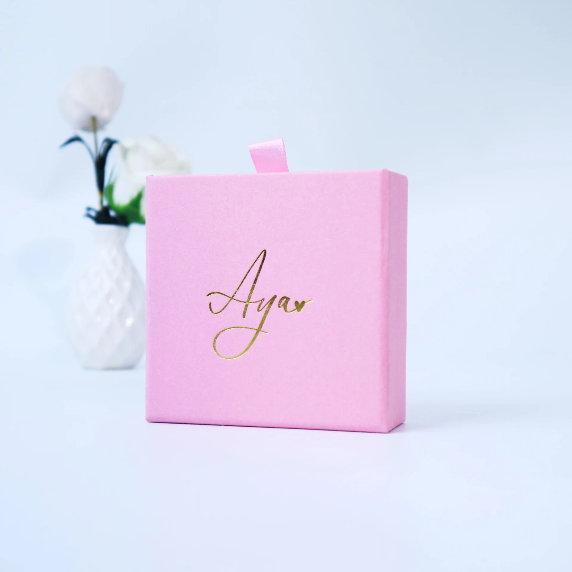 Eco Friendly Luxury Drawer Cardboard White Pink Black Small Necklace ...