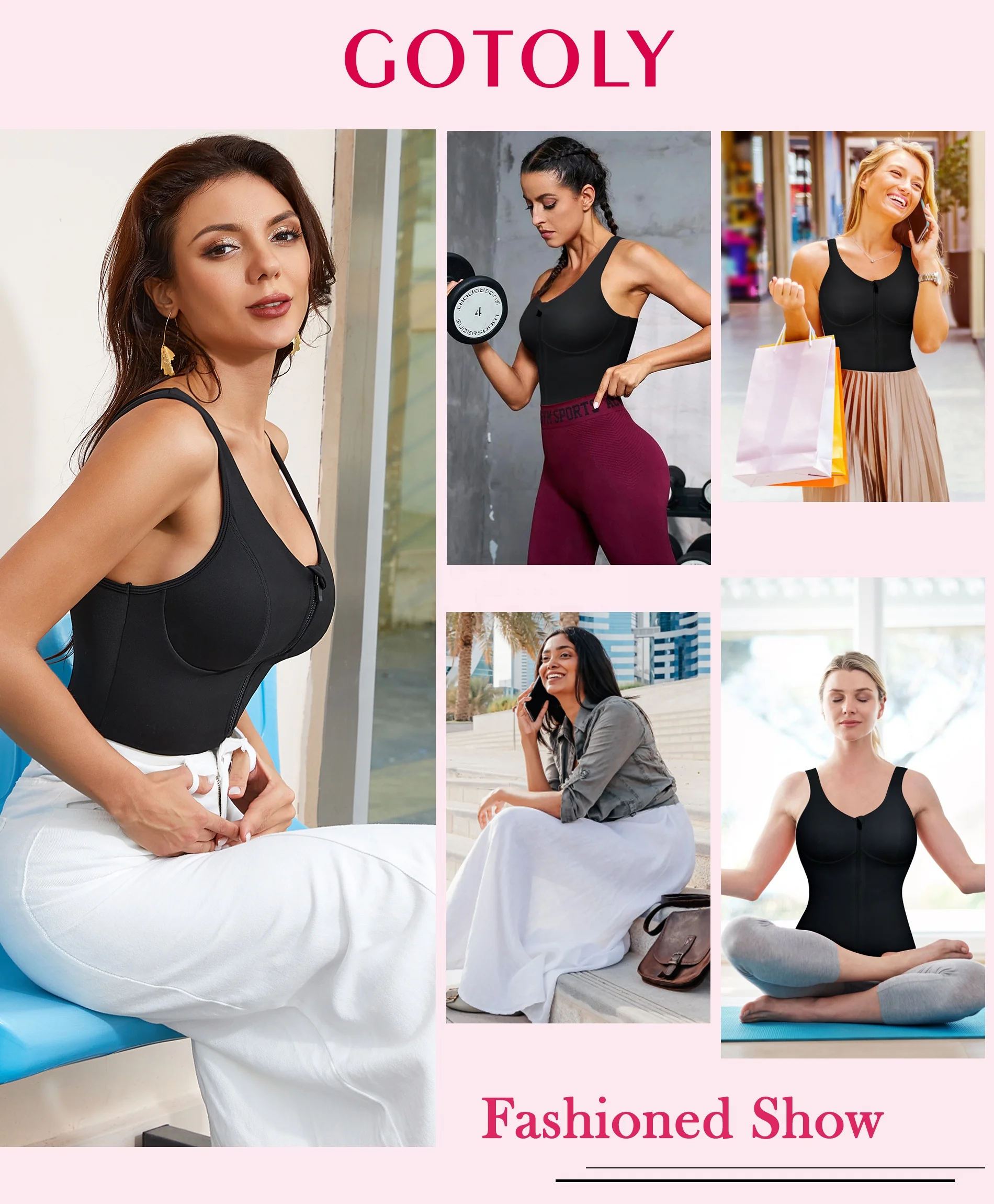 Unique Women's Compression Tank Tops Triple Tummy Control Workout Tops ...