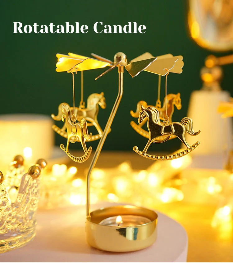 DGC Metal Rotary Candle Holder - Spinning Tea Light Carousel