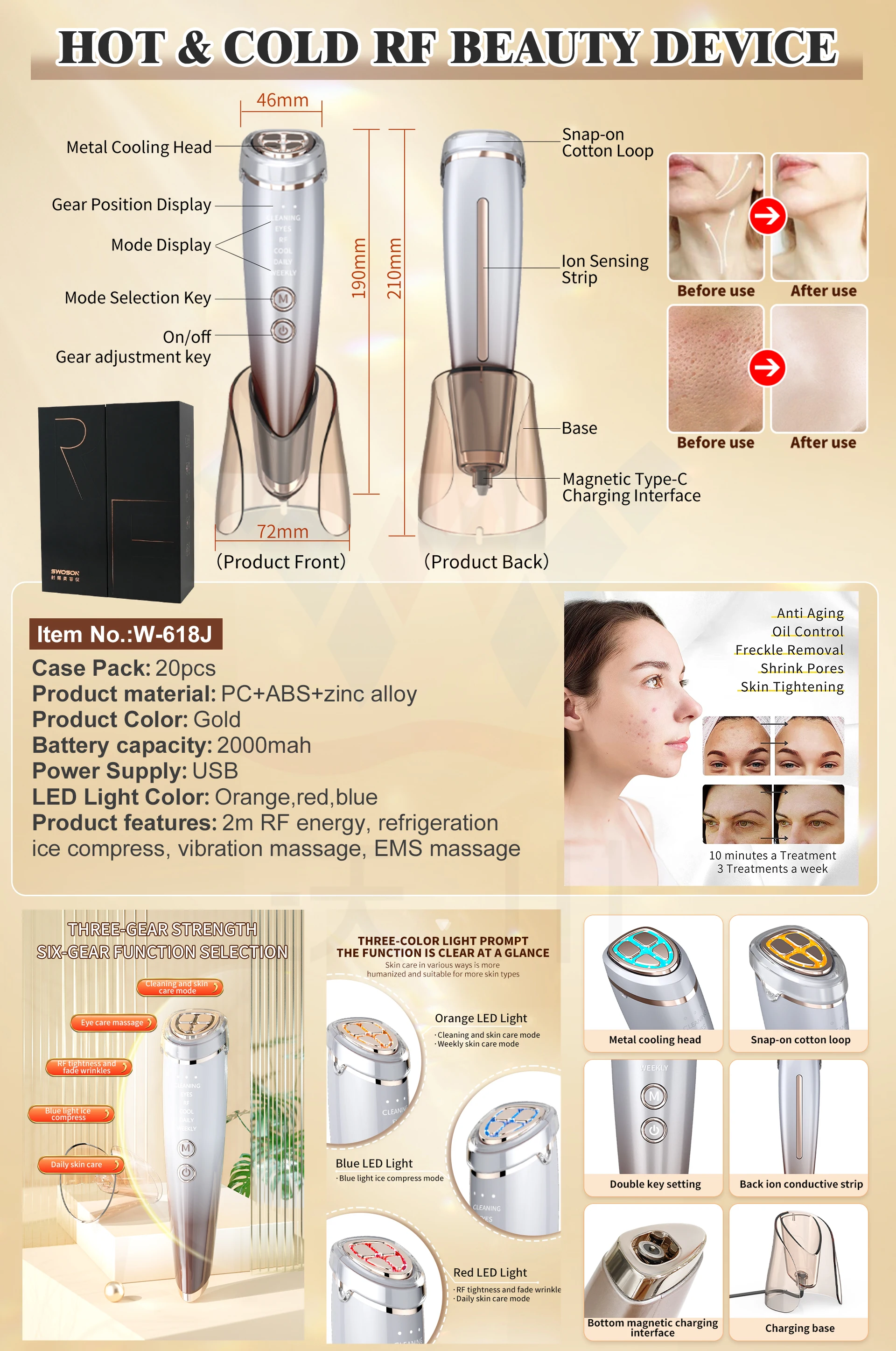 2024 New Beauty Machine Skincare Anti-wrinkle Facial Hot&cold Face Neck ...