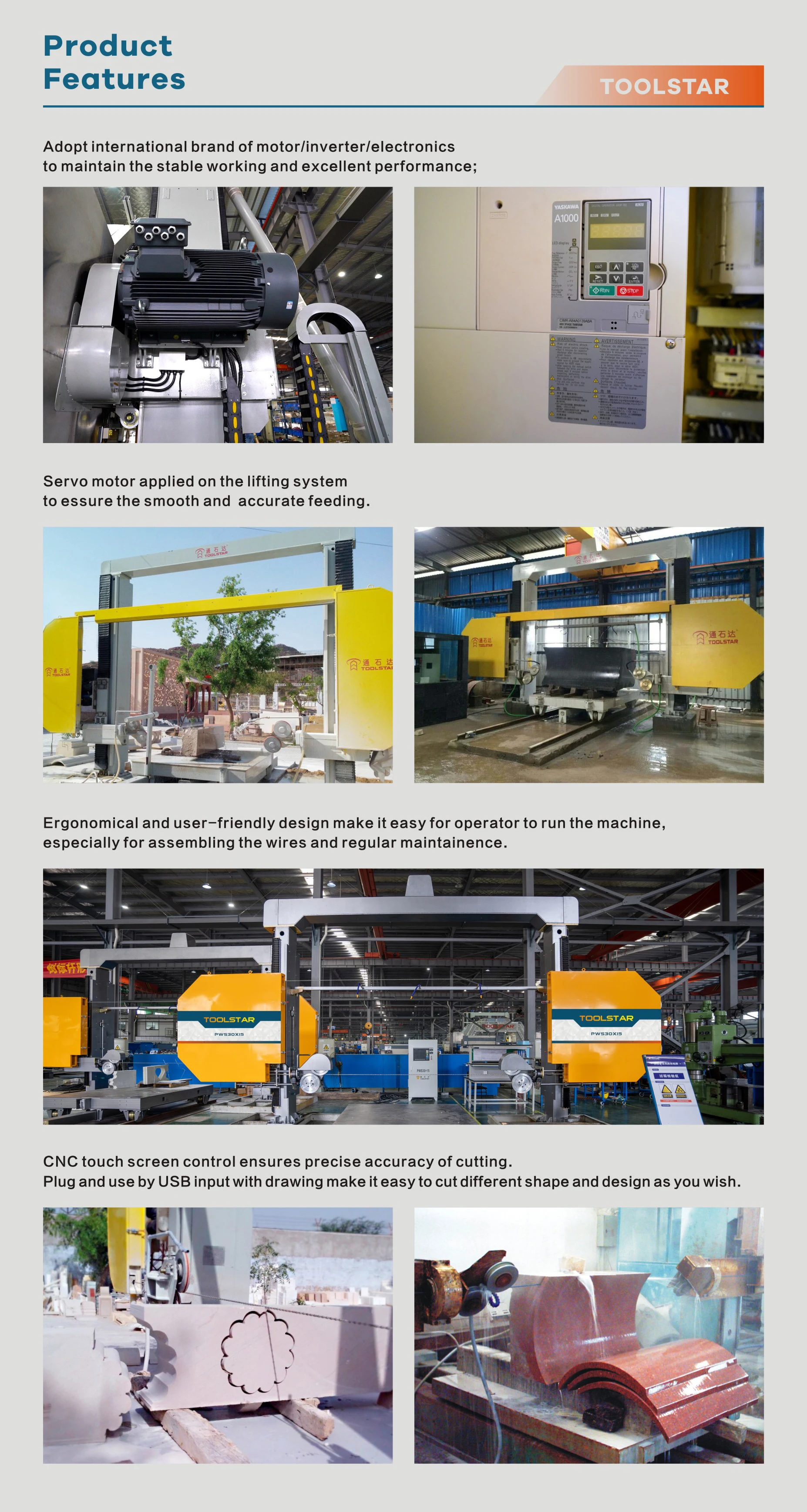 Toolstar CNC Diamond Wire Rope Saw Machine for Granite Marble Shaping