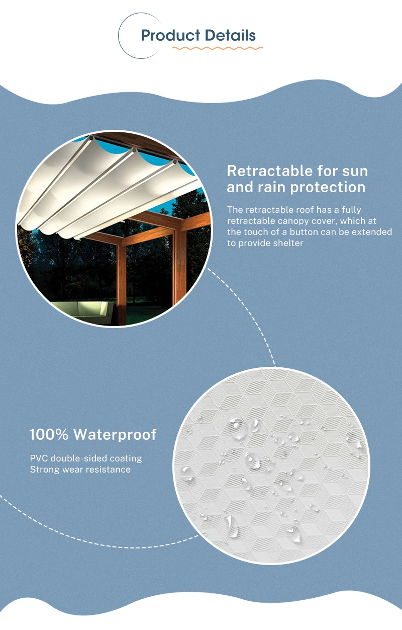 Large Retractable Coffee Shop Roof Sliding Pergola Remote Control ...