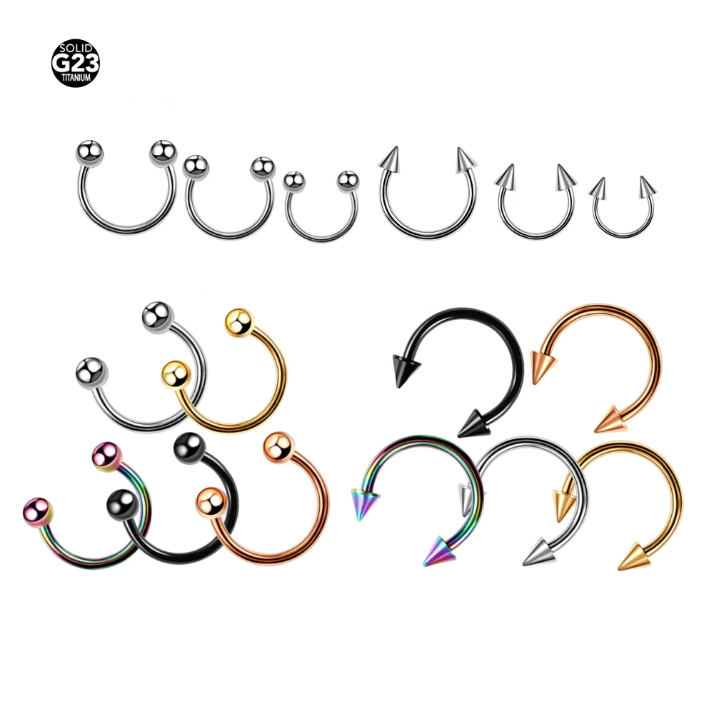 G23 Titanium Horseshoe Ring Labret Ring Nose Septum Ring Lip Piercing ...