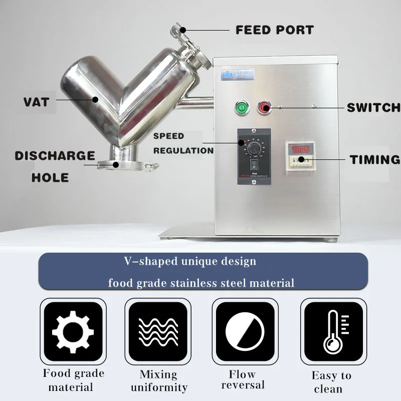 Stainless Steel V Shaped Asymmetrical Cylinder Mixer Vh100 Powder ...
