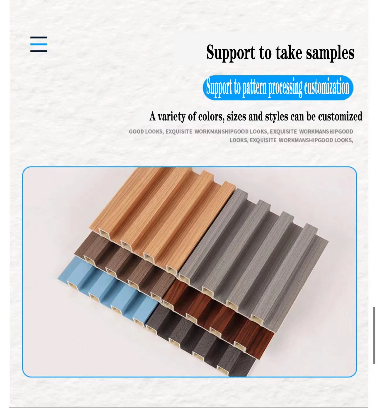 Great Wall Panel Interior Decoration Classic Wpc Bamboo Fiber Fluted Wall Board Pvc Grain Grille ...