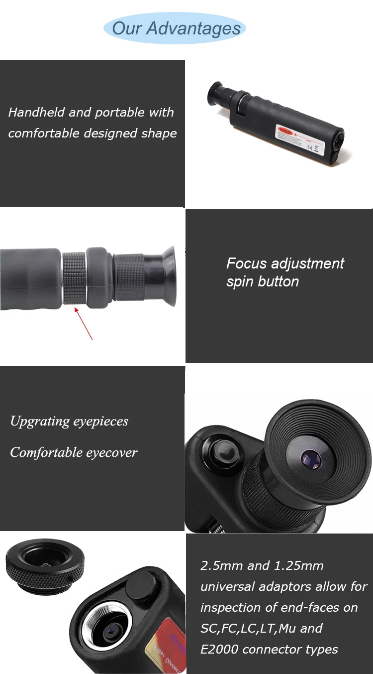 FTTH Optical Inspection Microscope Fiber Optic Connector Micro Scope ...