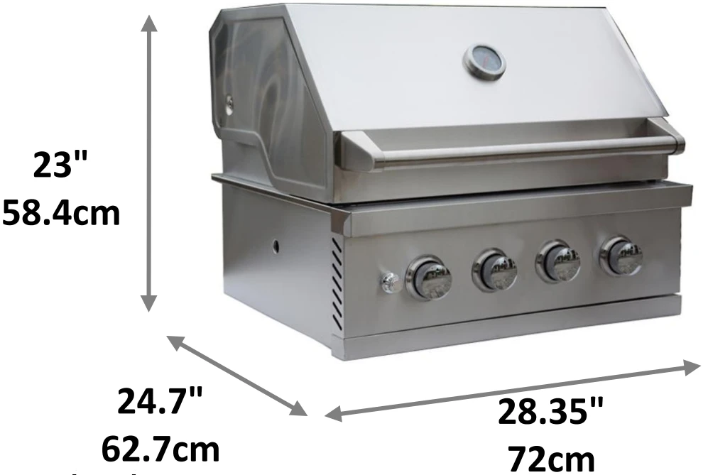 Stainless Steel 4 Burner Gas BBQ Grill with Rotisserie & LED