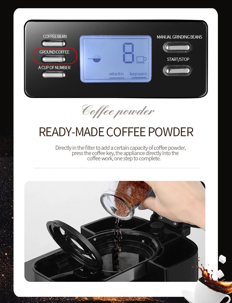 Digital Programmable Combo 2 in 1 Coffee Maker with Grinder