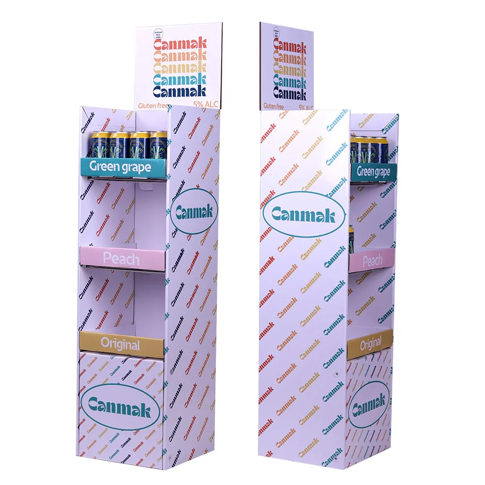 Supermarket Retail Foldable Cardboard Floor Stand Beverage Display Rack ...
