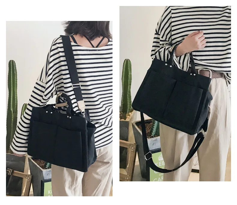 Blank Multi Pocket Tote Bag Custom Label,Stylish Zip Utility Daily ...