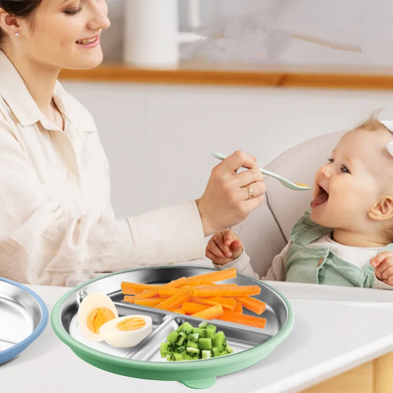 Stainless Steel Suction Plates for Baby - Divided & Durable