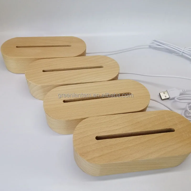 Black Walnut Luminous Base Charging Touch Sensor Led Solid Wood Night ...