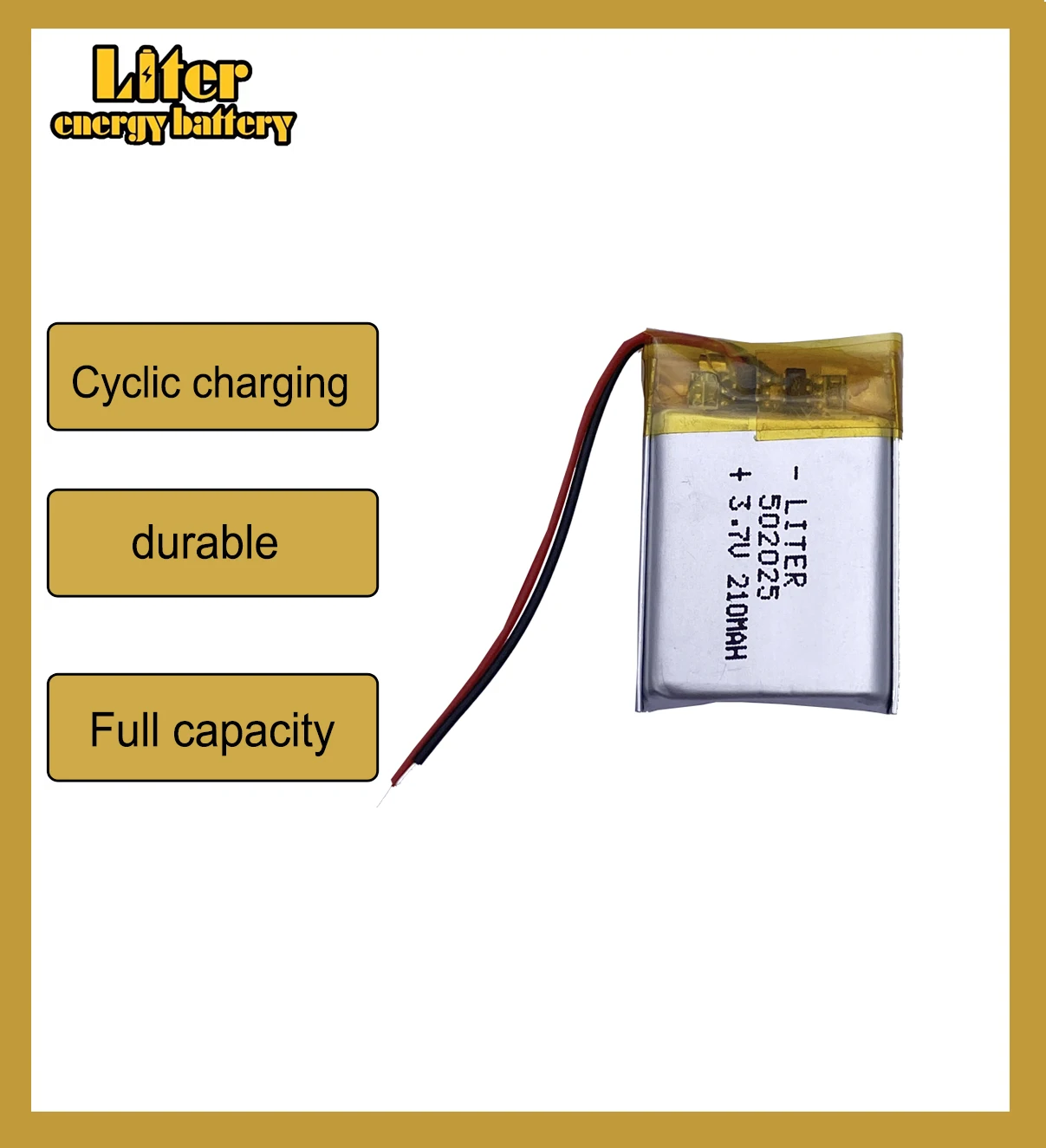 502025 High Small Li Ion Polymer Lithium Battery 3.7v 210mah for Speaker