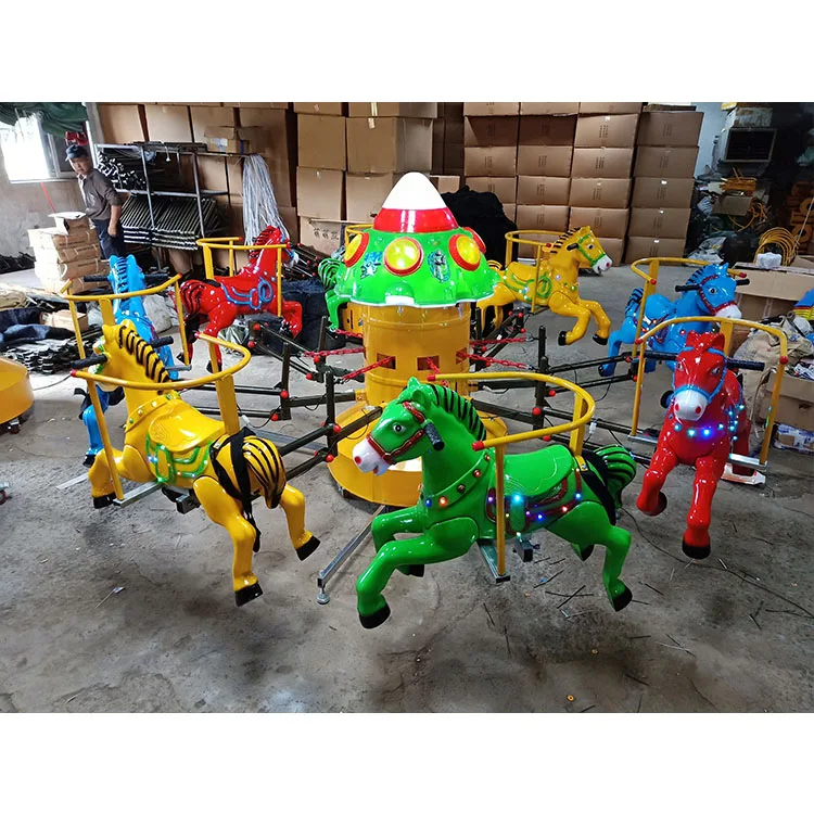Waimar Kiddie Amusement Ride Electric Mini Carousel Horse 2 Car Merry ...