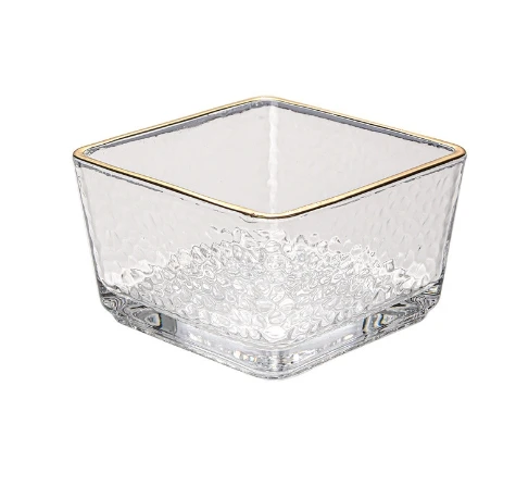 Square Glass Bowl Transparent Dessert Fruit Bowl Salad Square Snack ...