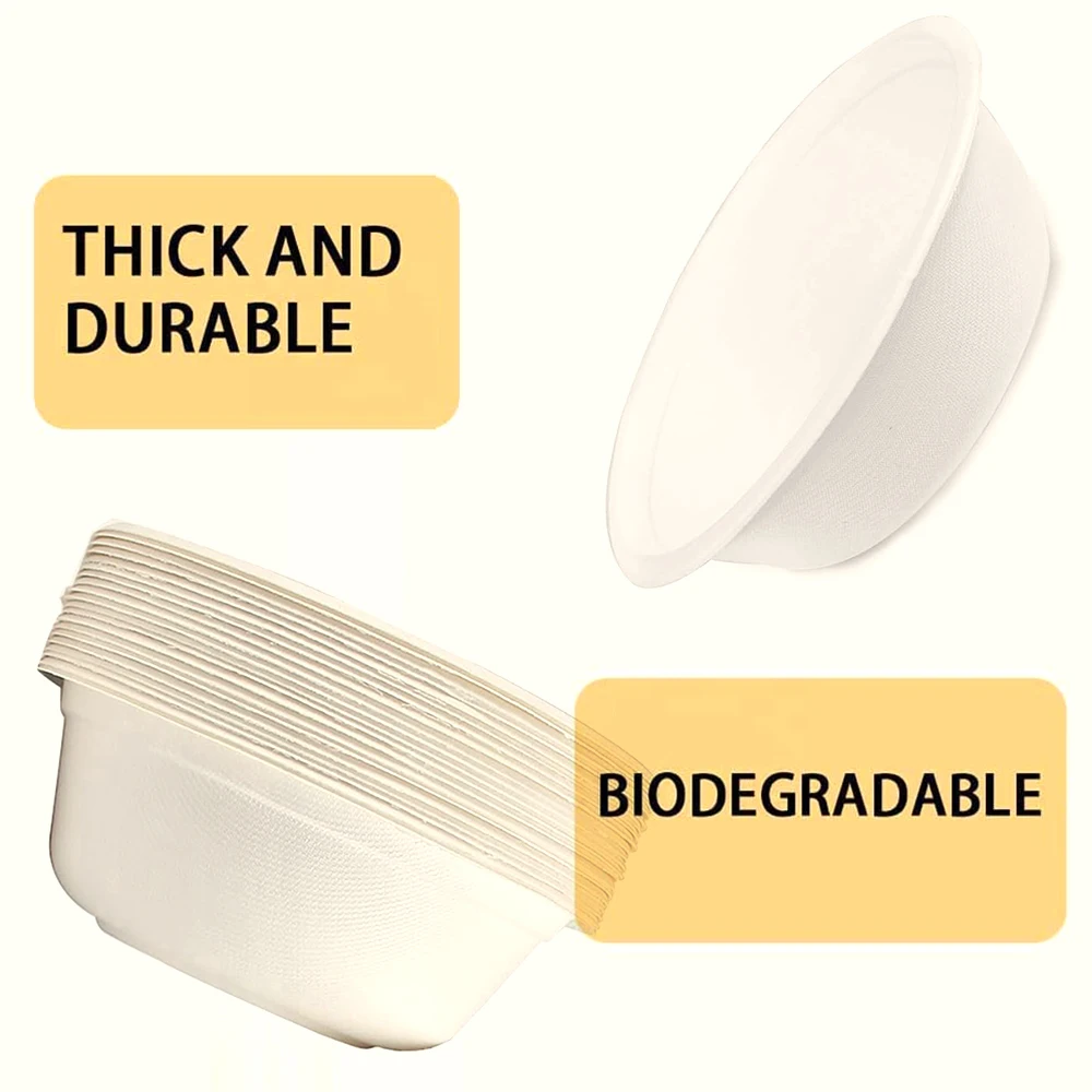 16oz 500ml Disposable Biodegradable Sugarcane Bagasse Pulp Bowls - Buy ...