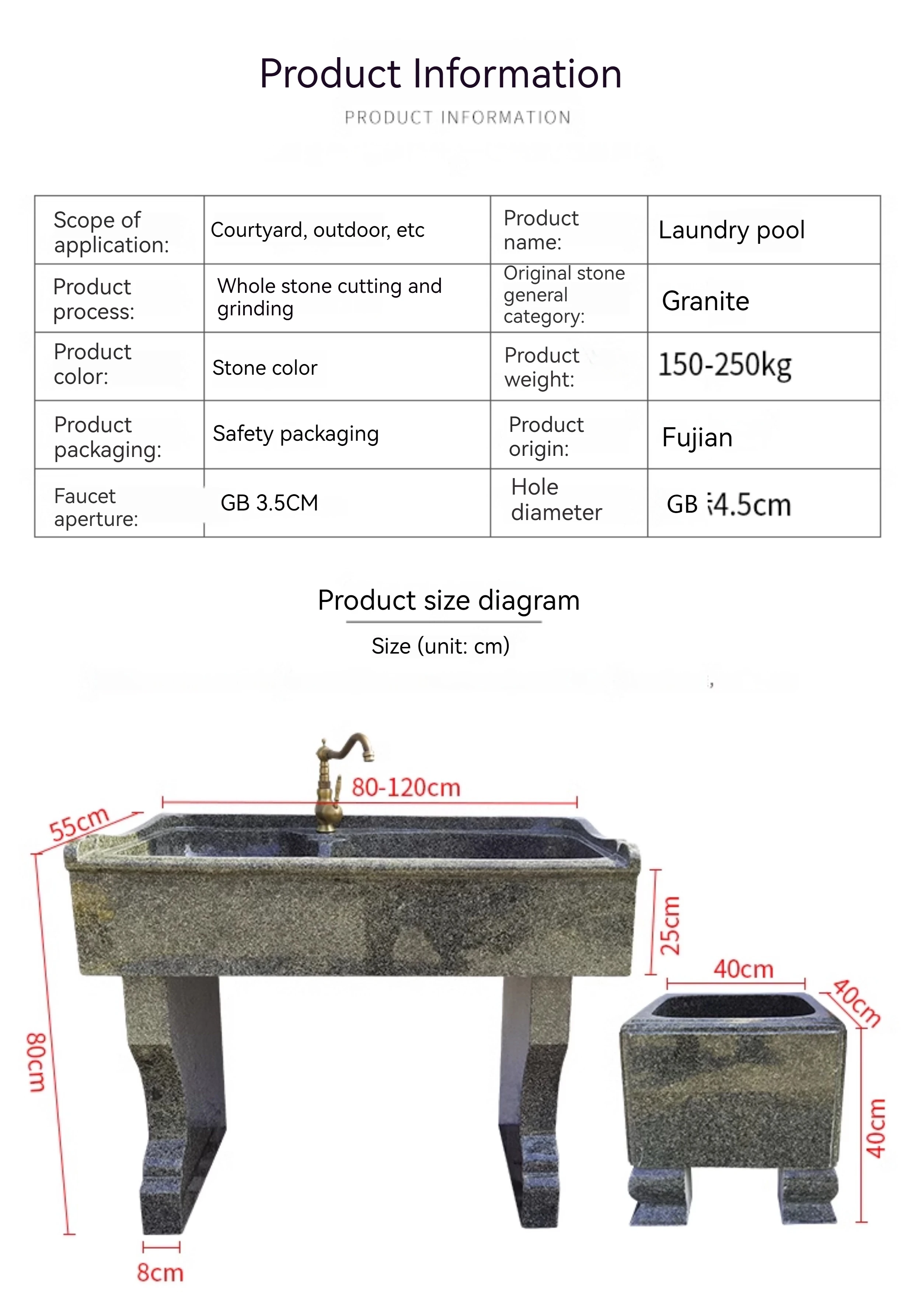 Granite Laundry Pool Courtyard Garden Outdoor Marble Laundry Pool Home ...