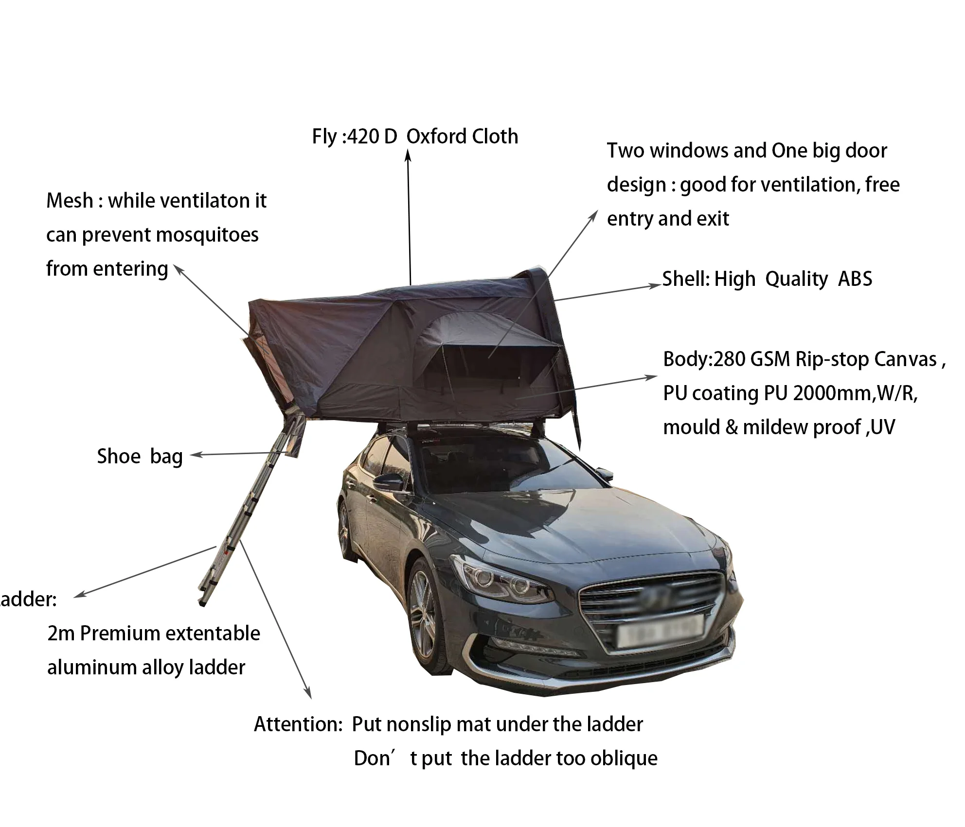 Custom 4x4 SUV 3-4 Person Overland Roof Tent Hard Shell Aluminum Trailer Camper Side Open New ...