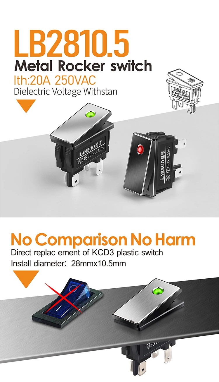 WINDOO 2810.5 Series Safe High Current 16Amp Rocker Switch with LED 2 ...