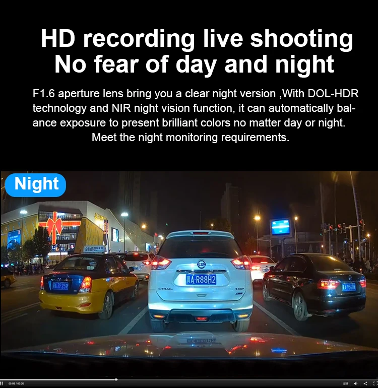 1080P 2K 4K Hidden Dual Lens Single Wifi App Night Vision Driving ...
