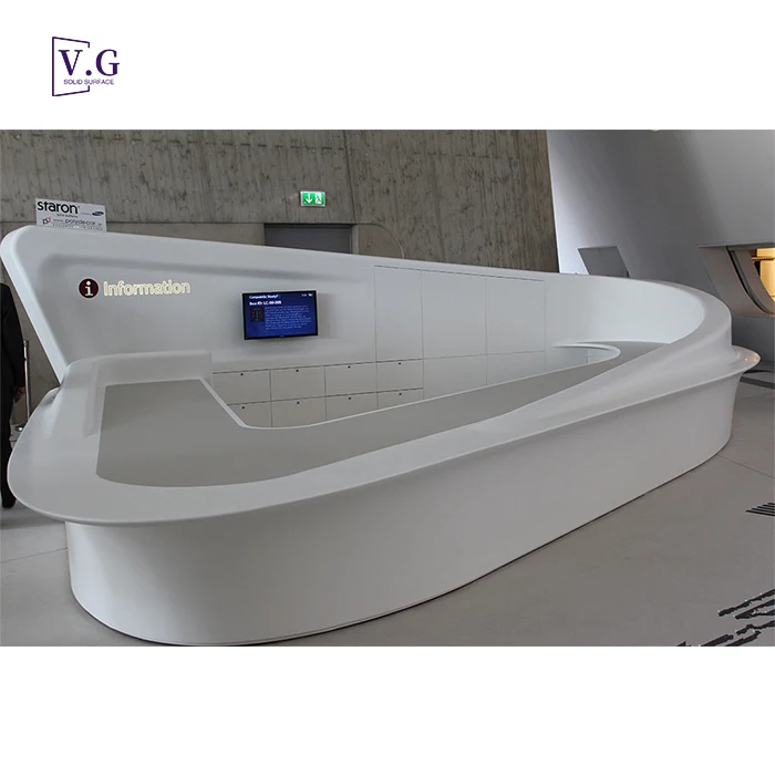 Custom Whole Piece Reception Desk Luxury Round Solid Surface Reception ...