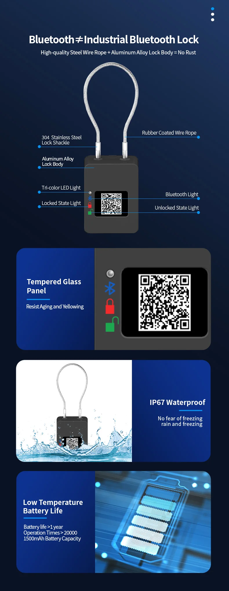 IIOT IP67 BLE-Based Security Padlock with Tamper Alerts for Logistics ...