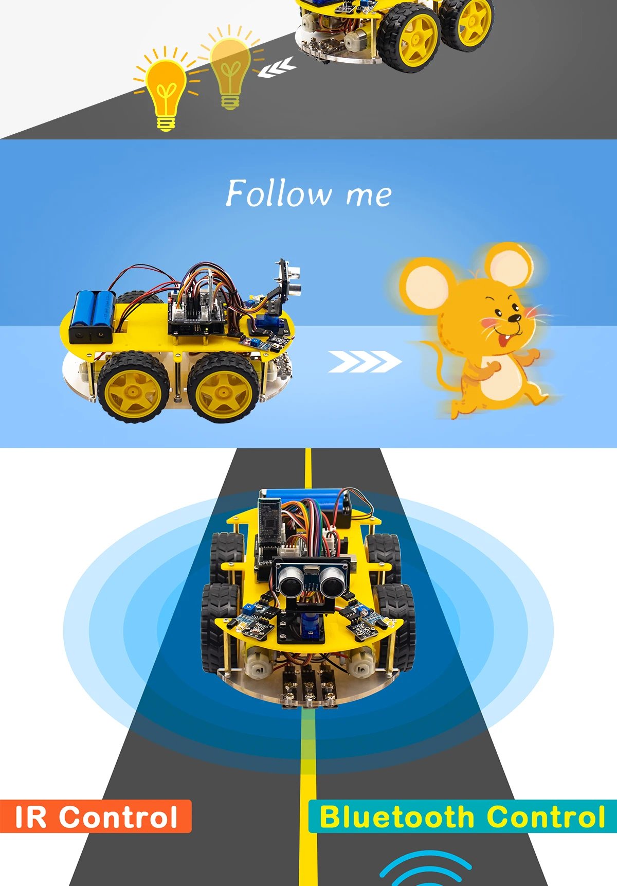 Lafvin 4wd Multi Robotcar Kit Upgraded V2.0 For Arduino Robot Stem /graphical Programming Robot ...