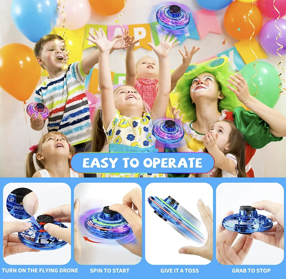 Flying Spinner Toys Ball - 360 Rotating Hover Orb LED Mini Drone