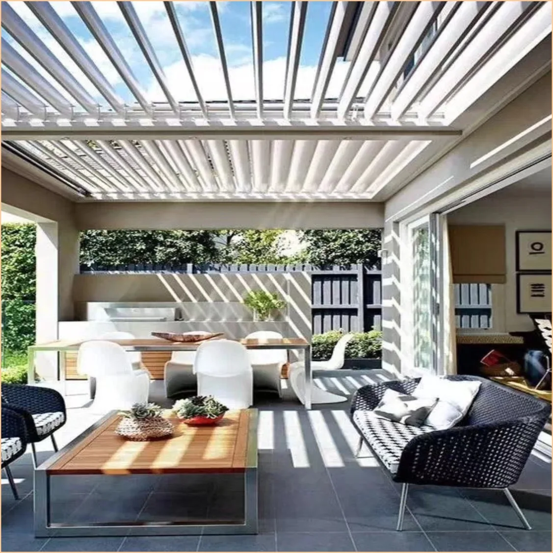 Louvered Roof Louver Pergola Outdoor Pergola Electric Aluminum Modern ...
