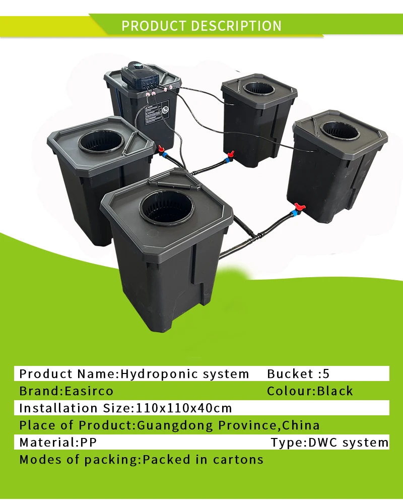 4 Bucket 6 Gallon Hydroponics System Container Hydroponic Big Net Cup ...