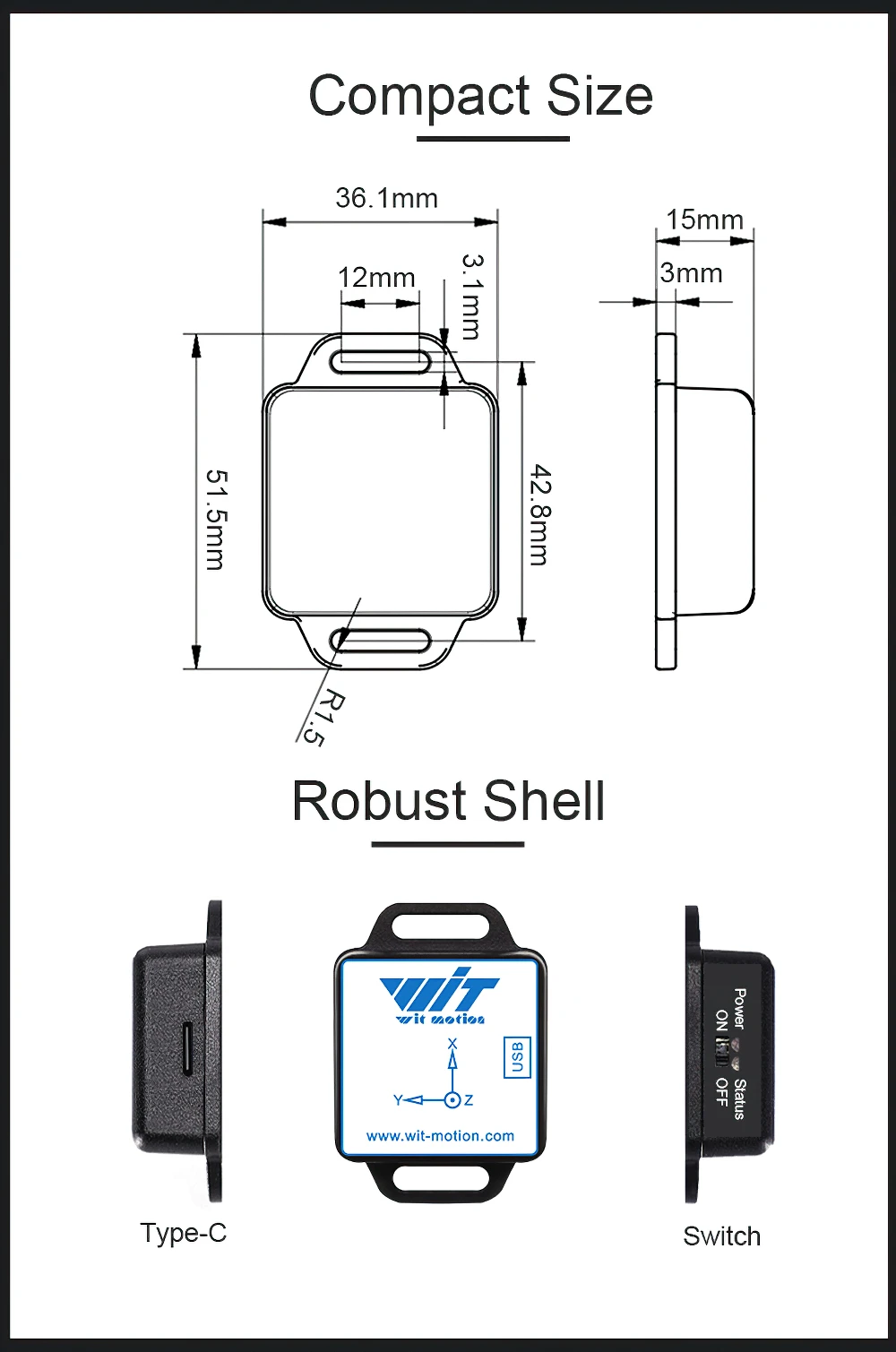 Wtvb01-bt50 Bluetooth 50m Wireless Multi-connected Vibration Sensor,3 ...