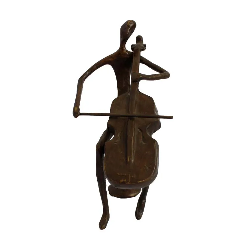 cast iron bronze sculpture Male cello figurines for business gift small ...
